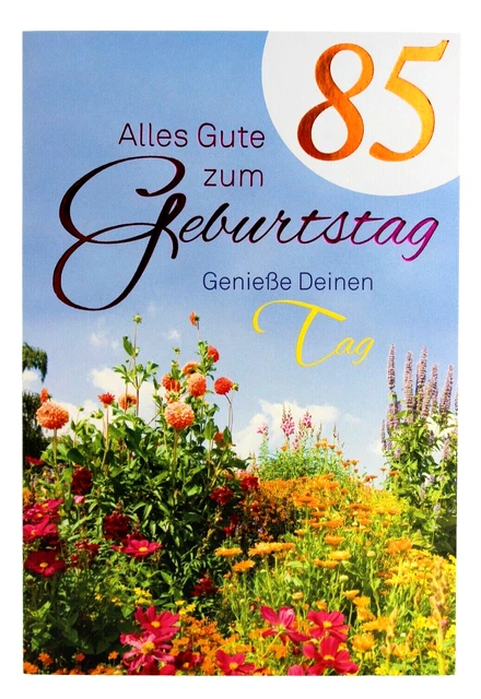 GEBURTSTAGSKARTE 85 JAHRE Karte zum 85. Geburtstag Glückwunschkarte ...