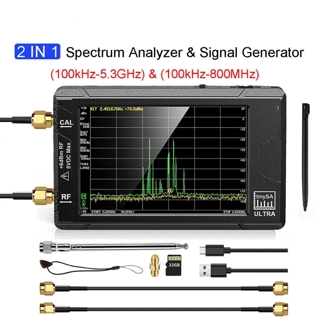TINYSA ULTRA SPECTRUM Analyzer 100kHz-5.3GHz Frequency Analyzer Signal ...