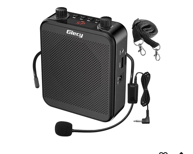 BLACK GIECY G300 Portable Voice Amplifier with Headset Microphone & FM ...