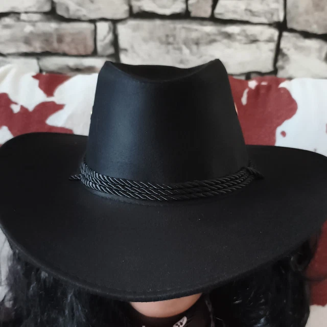 BLACK WIDE BRIM Cowboy Western Hat Adult Unisex Party £9.73 - PicClick UK