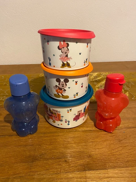 TUPPERWARE DISNEY MICKEY Minnie Mouse Set Dose One Touch Ergonomica Neu ...