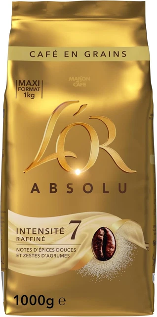 L'OR, 1 KG Café en Grains Absolu,100% Arabica, Intensité 7, 1kg ( l'emballage pe EUR 13,70 ...