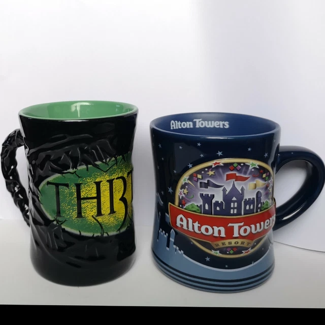 2 LARGE ALTON Towers Theme Park Resort Mug & Thirteen Roller Coaster ...