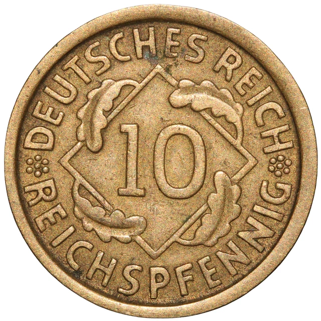 1932 D GERMANY 10 Reichspfennig Coin – Munich Mint – Aluminium-Bronze £ ...