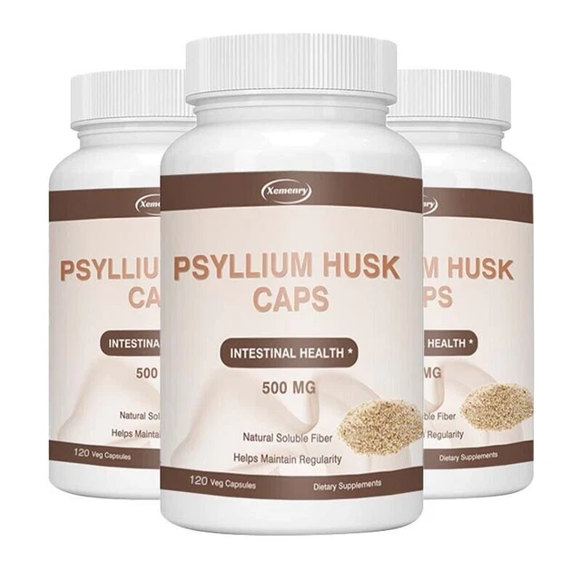 PSYLLIUM HUSK CAPS 500mg - Natural Soluble Fiber Detox Colon Cleanse ...