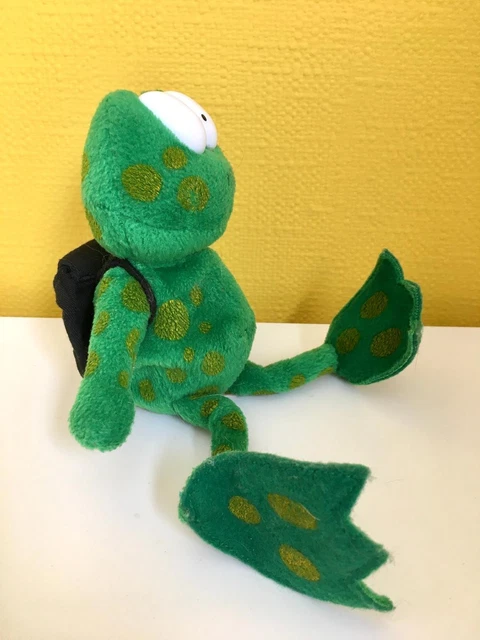 VINTAGE ROGER THE Frog Full Of Beans Plush With Back Pack 1990's Carte ...