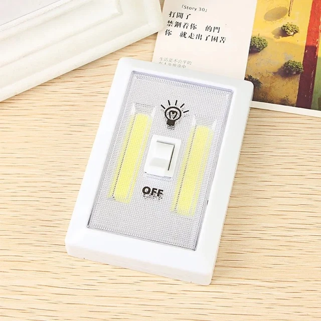 LED SWITCH LIGHT White Battery Powered Easy to Use Bright Light Night ...