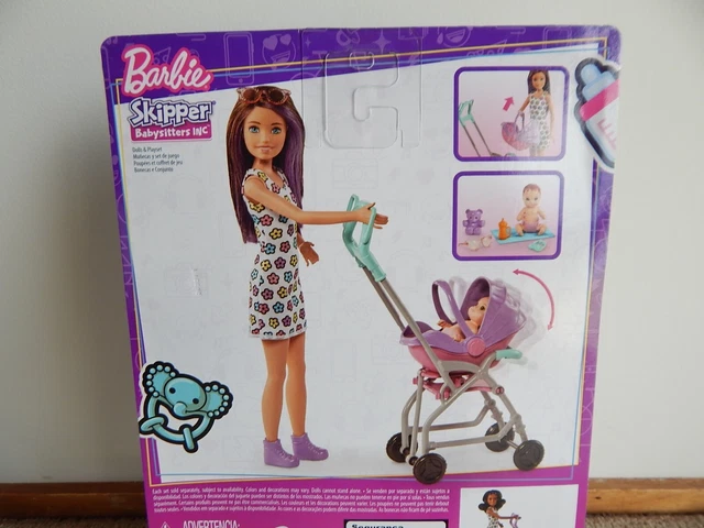 BRAND NEW BARBIE DOLL Skipper With Pram, and BABY in Removable Capsule ...