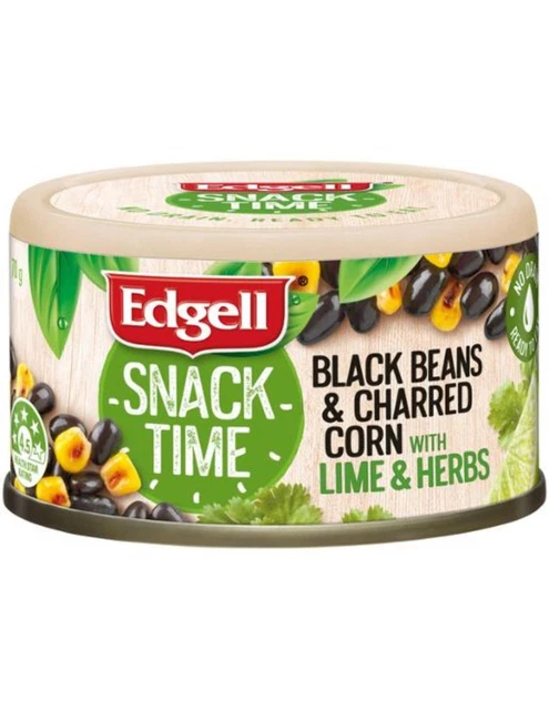 EDGELL BLACK BEANS Corn Lime & Herb Snack Time 70g x 12 $24.95 ...