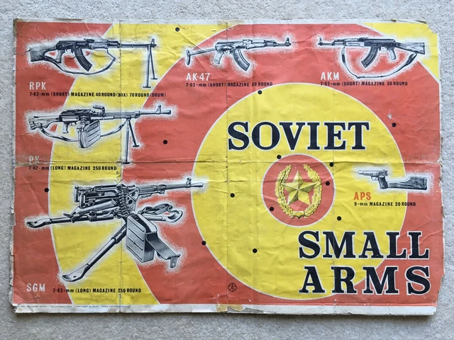 ORIGINAL C1950S-60S VINTAGE SOVIET SMALL ARMS ARMY EQUIPMENT POSTER £34 ...