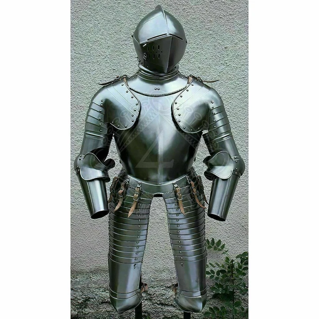 MEDIEVAL 18 GAUGE Steel Trooper Half Body Armour Cuirass Helmet ...