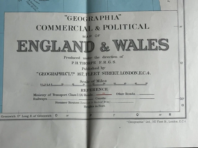 GEOGRAPHIA COMMERCIAL & Political Map of England & Wales, 1950's approx ...