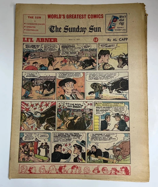 VINTAGE MAY 11, 1957 The Sunday Sun Complete Comic Section 24 Coloured ...