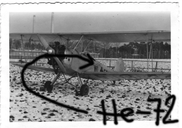 ORIG. FOTO, LUFTWAFFE Flugzeug, Heinkel He-72 Flugplatz Flieger ...