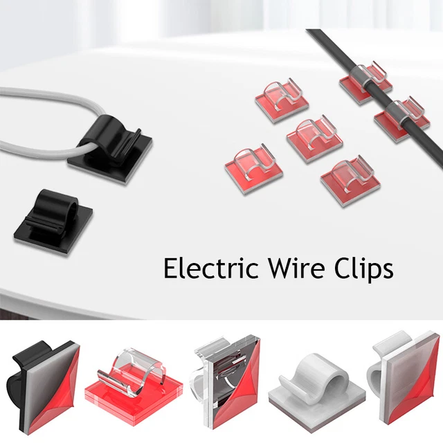 SELF ADHESIVE CABLE Clips Mounts Fixer Cable Fastener Winder Wire ...