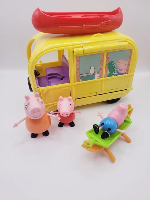 PEPPA PIG CAMPER Van With Canoe Hammock & Figures bundle. Excellent ...