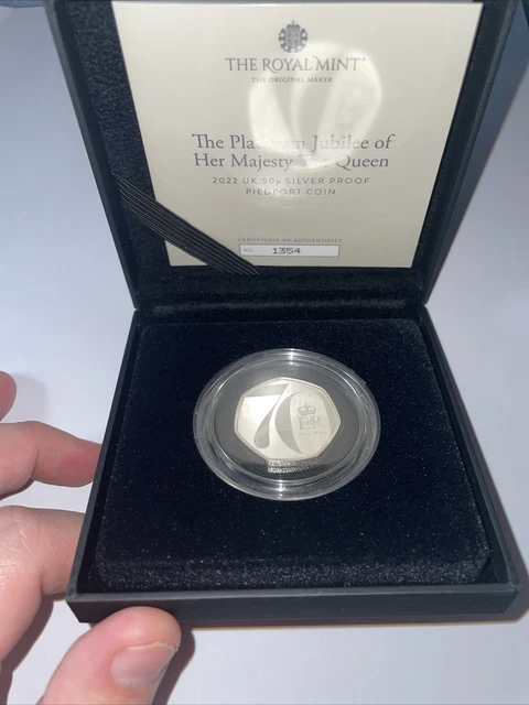2022 ROYAL MINT Platinum Jubilee Fifty Pence 50p Silver Proof Piedfort ...