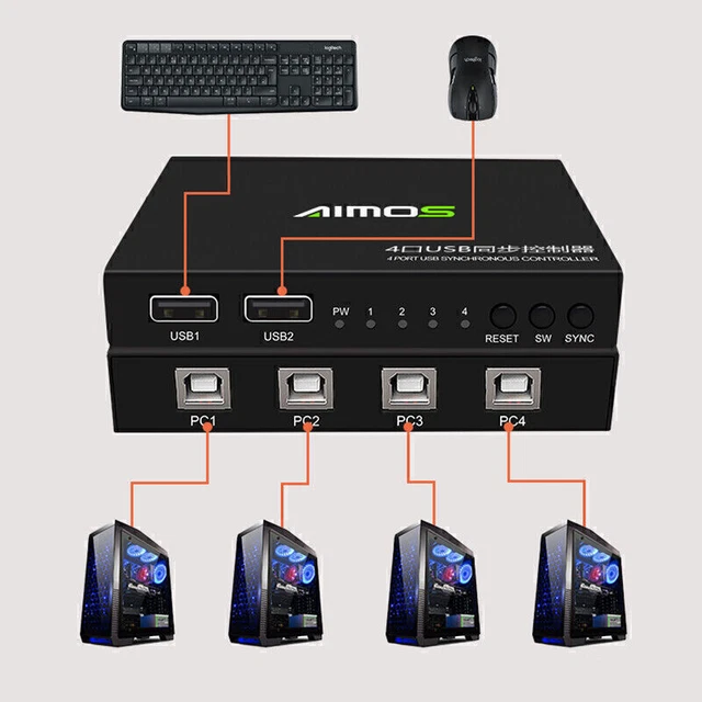 USB 2.0 SHARING Switch Selector 4 In 2 Out Switcher Box For PC Scanner ...
