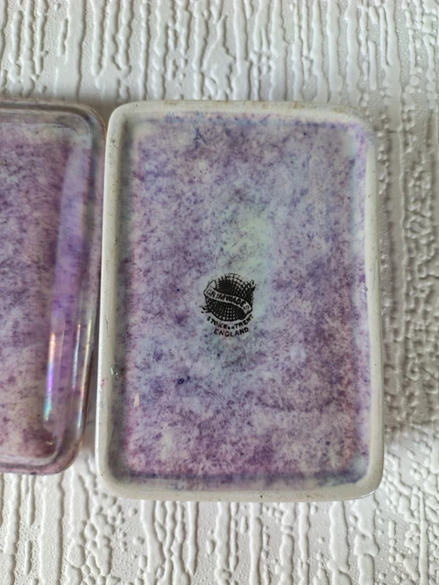 VINTAGE GRIMWADES PURPLE Lustre Gold Edged Jewellery Trinket Card ...