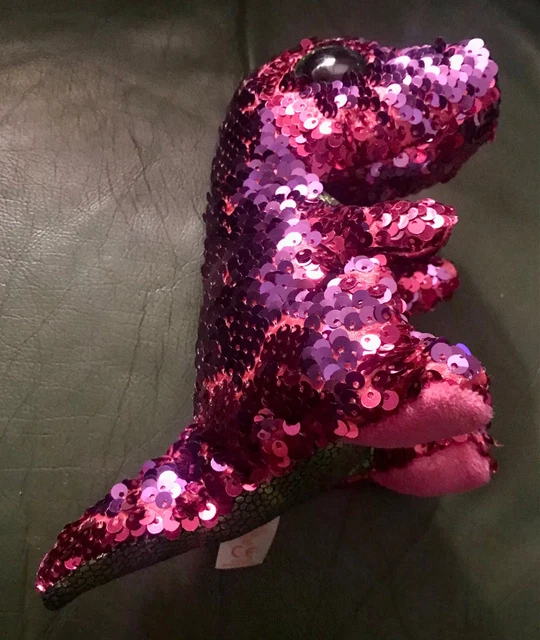 7CM TALL OFFICIAL TY Beanie Boo Flippable Pink Purple Dinosaur - Stompy ...