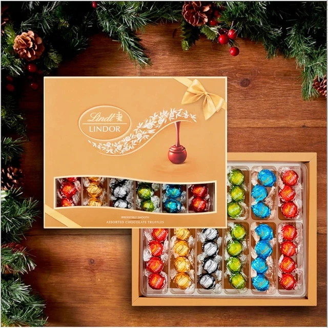 LINDT LINDOR ASSORTED Chocolate Truffles Gift Box Large Approx 42 ...
