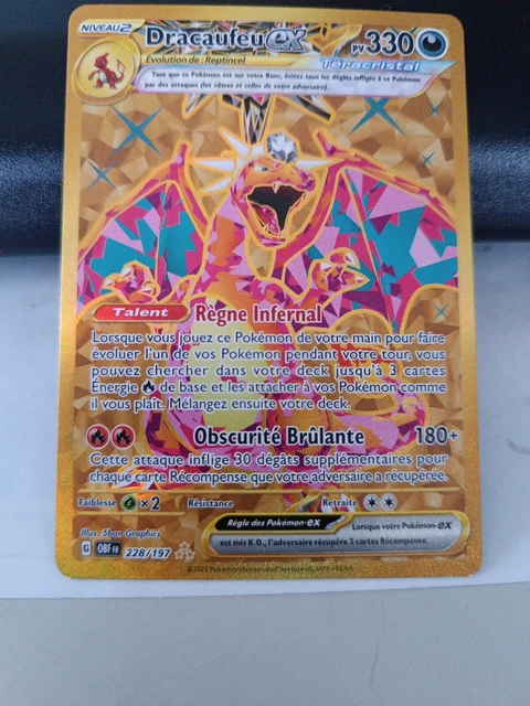 CARTE POKÉMON - Dracaufeu EX FA GOLD 228/197 - OBF Flammes Obsidiennes ...