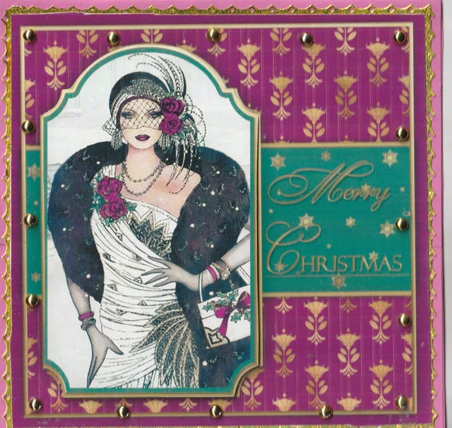 EARLY XMASLARGE SQUAREHANDMADE Decoupaged Classy Art Deco Lady ...