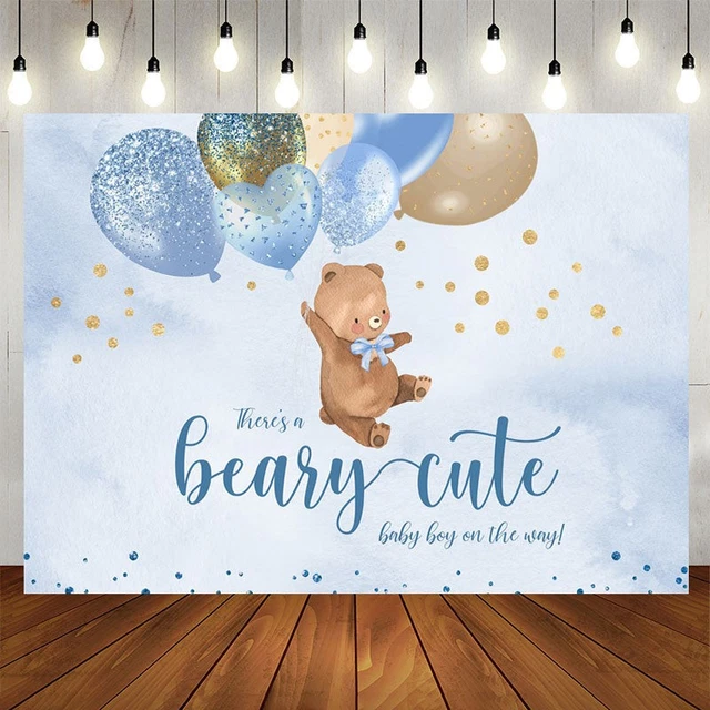 BLUE BALLOONS AND Cute Teddy Bear Baby Shower Backdrop $37.90 - PicClick AU