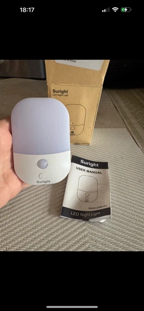 SURIGHT NIGHT LIGHT Plug-In Wall Mount, 5-Level Brightness, Dusk £2.77 ...