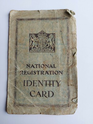 1940S UK UNITED Kingdom National Registration Identity Card Bin.1 £33. ...
