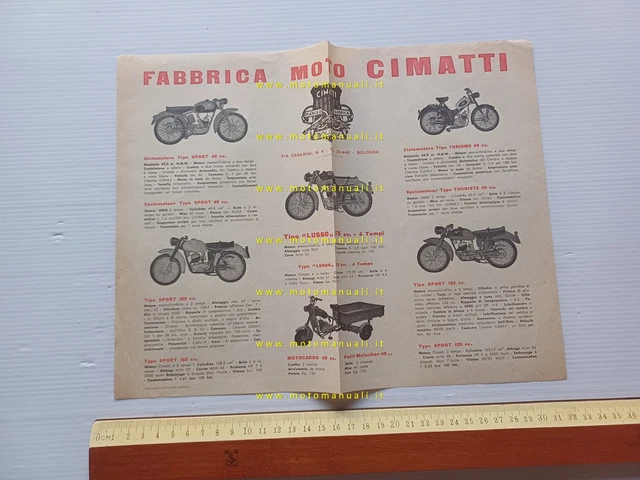 CIMATTI PRODUZIONE MODELLI 49-75-125-160 1955 circa depliant italiano ...
