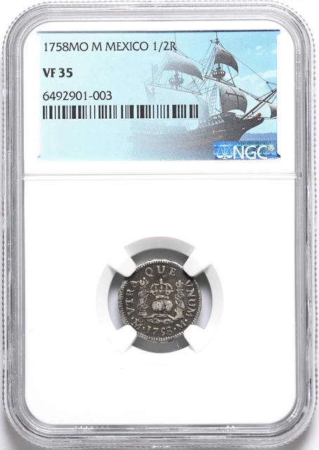 SPANISH COLONIAL ERA - Mexico. Ferdinand VI, 1/2 Real, 1758, Pillars, NGC VF35 £151.30 - PicClick UK