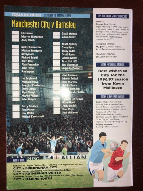 COLLECTION OF MANCHESTER City Football Programmes 1996/97 £4.90 ...