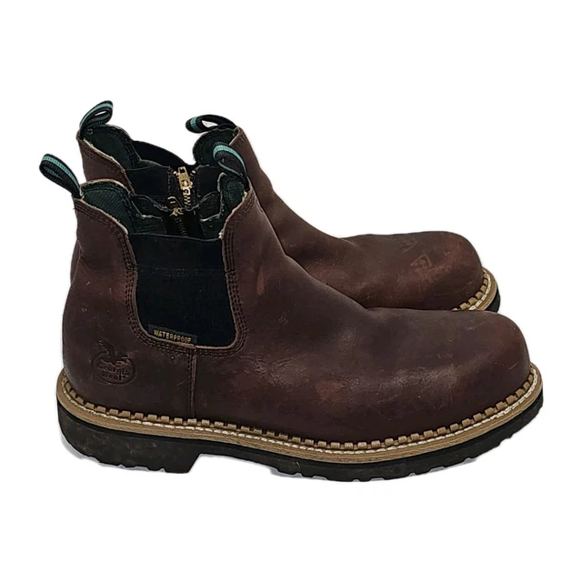 GEORGIAGIANT GR530 MEN High Romeo Leather Pull On Work Boots Zip 10.5 ...