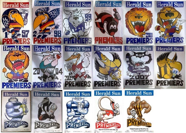WEG KNIGHT AFL Herald Sun Grand Final PREMIERS POSTERS Select From 1997 ...