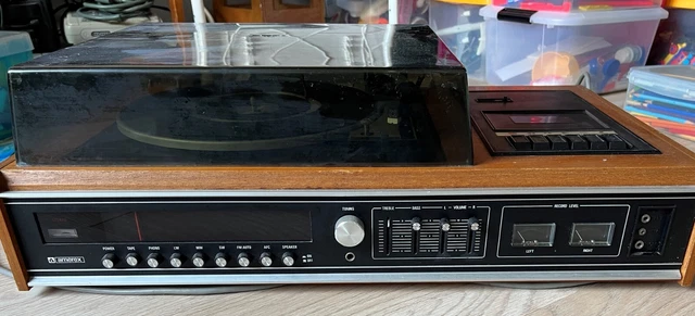 AMEREX MUSIC CENTRE Record Player Turntable BSR P144R & Cassette Deck ...