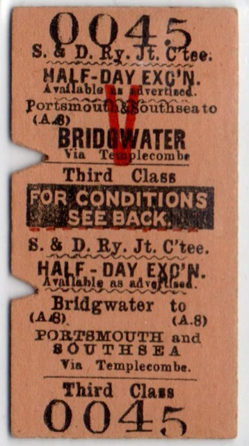 SOMERSET & DORSET Railway Jt C'tee Ticket Cole to Wincanton - Market ...
