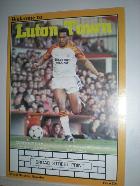 LUTON TOWN V COVENTRY CITY, 3rd DEC 1983, NO WRITING, STAPLES REMOVED ...