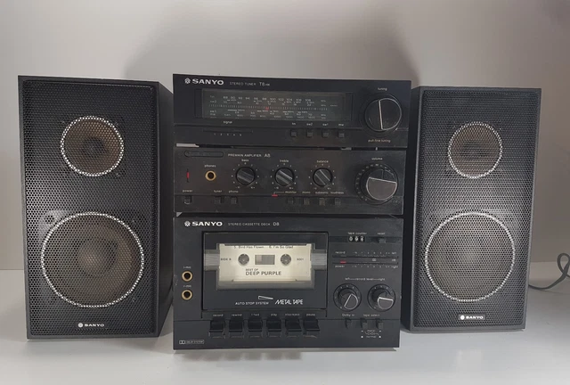 VINTAGE SANYO MINI Component mini Stereo system A8 am, T8 HK Tuner D8 ...