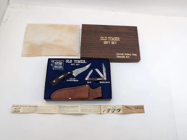 VINTAGE USA MADE Schrade SGS-1 Old Timer Gift Set Sharpfinger Middleman ...