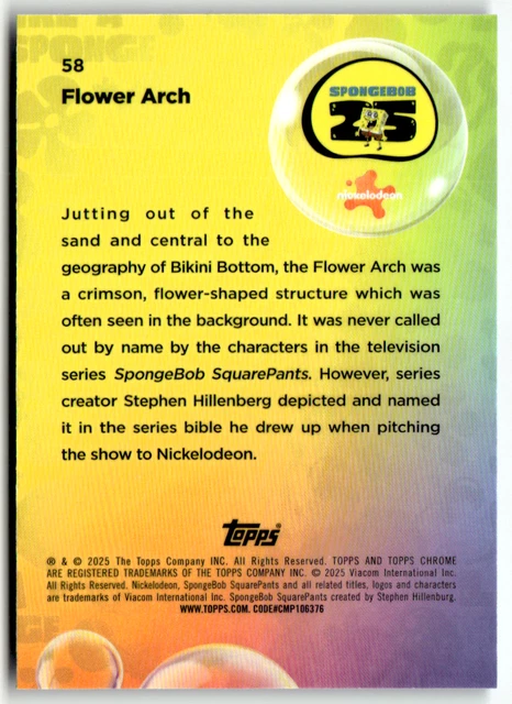 TOPPS SPONGEBOB CHROME 2025 No. 58 Flower Arch Sapphire Refractor £7.07 ...