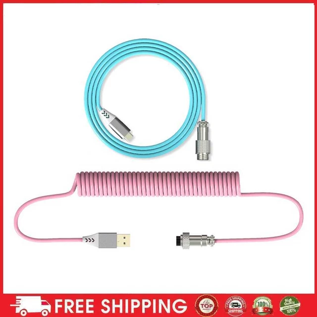 DESKTOP COMPUTER MECHANICAL Keyboard Aviator Cord Coiled Type-C USB ...