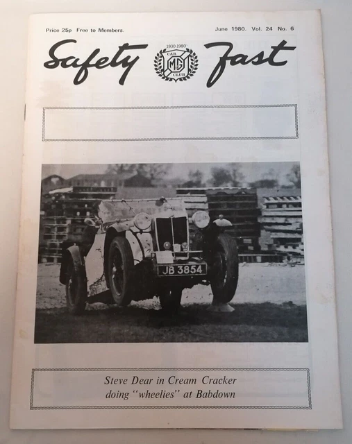 MAGAZINE - VINTAGE Safety Fast MG Car Club Magazine June 1980 Vol #24 ...