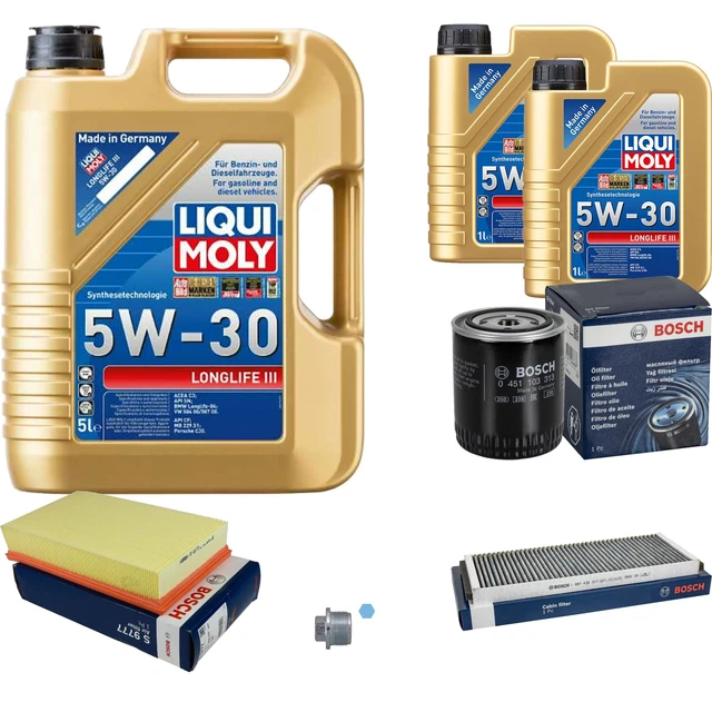 BOSCH INSPECTION SET 7 L Huile Liqui Moly Longlife 3 5W-30 pour Audi Cabriolet EUR 157,65 ...