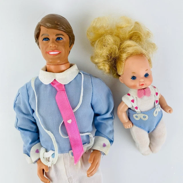 BARBIE KEN DOLL Vintage 1980s The Heart Family Dad Mattel Baby Toddler ...