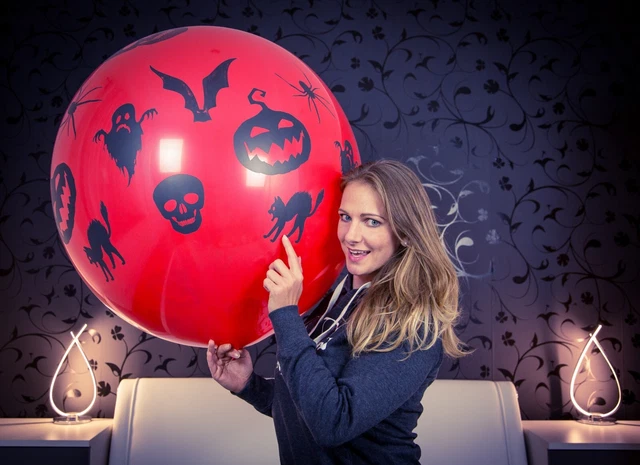 1 X CATTEX 32" Riesenluftballon HALLOWEEN * RED & BLACK * EUR 3,99 ...