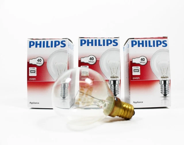 PHILIPS 40W OVEN Lamp SES E14 Small Screw 300° Cooker Light Bulb A8297 ...