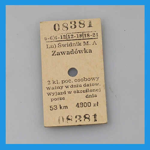 VINTAGE OLD RAILWAYANA Railway Train PKP 2nd Class Swidnik Ticket ...