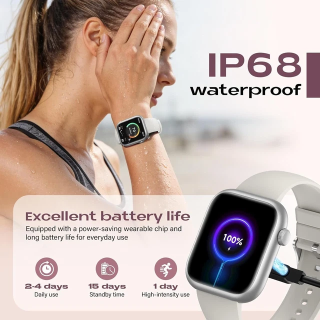 SLOKSFIL MONTRE CONNECTÉE Femme, 1.85" Smartwatch avec Cadran IA ...