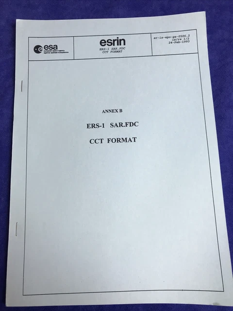 EUROPEAN SPACE AGENCY, Esrin ERS-1 SAR. FDC CCT Format 1993, (Box 12) £ ...